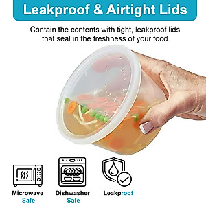 Fonteme 64 oz Deli Plastic Food Storage Containers with Lids – 12 Sets | Microwave, Freezer, and Dishwasher-Safe Meal Prep Containers | Stackable, Leak-proof Containers for Securely Food Storage…