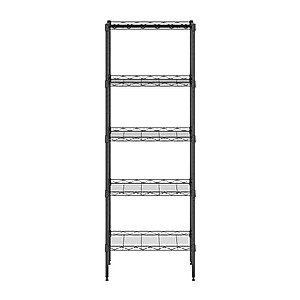 Furinno Wayar 5-Tier Metal Storage Shelf Rack, 17 x 12 x 48, Black
