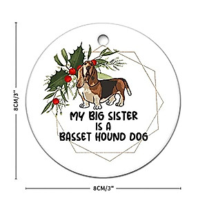 Memorial Pendant Christmas Ornaments Basset Hound Pet Dog Welcome to Dog's House Christmas Keepsake Pendant Decorations Ornament Gifts Hanging Ornament for Christmas Tree 3 Inch.