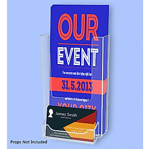 Marketing Holders 4 Pack Brochure Holder with Hardware for 4 Inch Trifolds and 3.5" x 2" Cards Printed Media for Tourist Attractions Gift Shops Retail Flyers Clear Acrylic Wall Mount