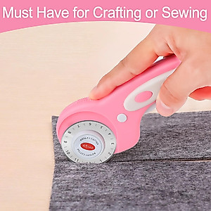 Rotary Cutter for Fabric, 45mm Fabric Cutter with 6pcs Extra Rotary Cutter Blades, Ergonomic Leather Cutting Tool for Leather, Crafting, Sewing, Quilting, Fabric Cutter Wheel for Left & Right Hand