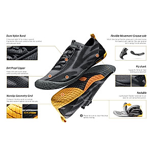 TSLA Men's Trail Running Shoes, Lightweight Athletic Zero Drop Barefoot Shoes, Non Slip Outdoor Walking Minimalist Shoes, Barefoot Shoes Black Camo, 8.5