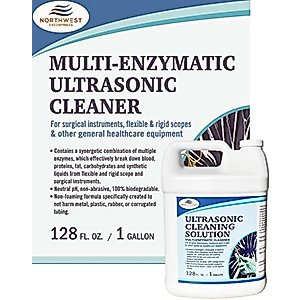 NORTHWEST ENTERPRISES Multi-Enzymatic Ultrasonic Cleaner Solution for Surgical Instrument and Equipment Reprocessing. Concentrated. One Gallon.
