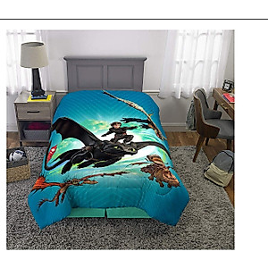 Franco Manufacturing DreamWorks How to Train Your Dragon 3 The Hidden World Fly Dragons Fly Microfiber Comforter (Twin (64 in x 86 in))