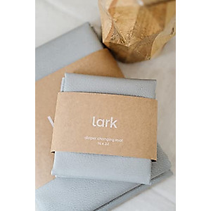 Vegan Leather Baby Changing Mat by Lark Baby Goods - Waterproof Wipeable Portable Diaper Pad - Foldable for Travel (14 x 22 in) - Grey