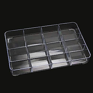 Juvielich Clear Plastic Organizer Box,12 Grids Fixed Storage Container Jewelry Box for Beads Art DIY Crafts Jewelry Fishing Tackles 9.06" x 5.91" x 1.57"(LxWxH) 1PCS
