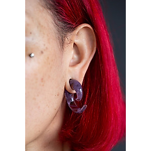 Pierced Owl Swirling Purple Ribbon inside Glass Spiral Taper Earrings, Sold as a Pair (4mm (6GA))