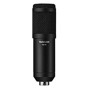 Tascam Dynamic Microphone for Broadcast Microphone for Professional Podcasting and Live Streaming (TM-70), Black