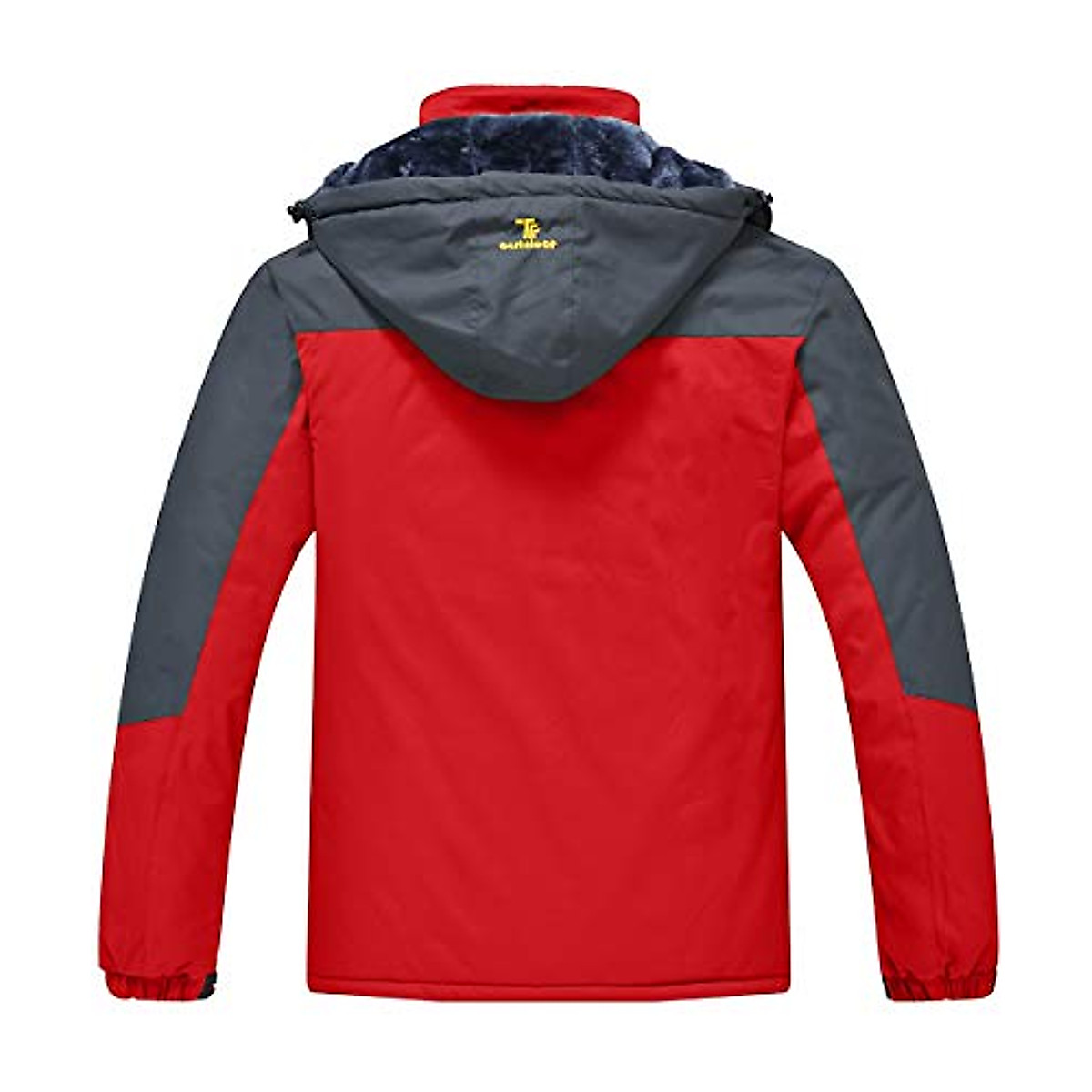 JINSHI Men's Snow Jacket Waterproof Ski Jackets Winter Hooded Mountain Fleece Jacket (Red,M)
