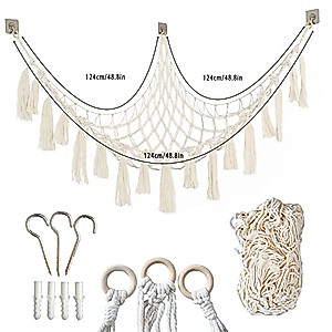 YELIENM Stuffed Animals Net or Hammock with LED Light, 59 inch Toy Hammock Net for Stuffed Animals Corner Hanging Stuffed Animal Storage Stuffed Animal Holder for Nursery Kids Bedroom (White)…