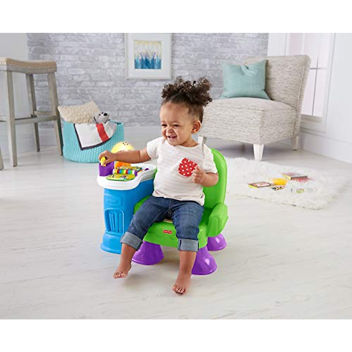 Fisher-Price Laugh & Learn Song & Story Learning Chair, Green & Laugh & Learn Pull & Play Learning Wagon, Pull-Toy Wagon with Music, Lights, and Learning Songs for Babies & Toddlers Ages 6-36 Months