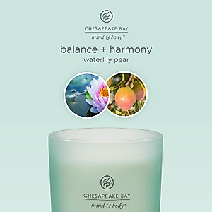 Chesapeake Bay Scented Candle, Balance + Harmony (Water Lily Pear) Large Tumbler Aromatherapy Candle, Long Burning Candles: up to 82 Hours, Mind & Body Collection, Gifts for Women