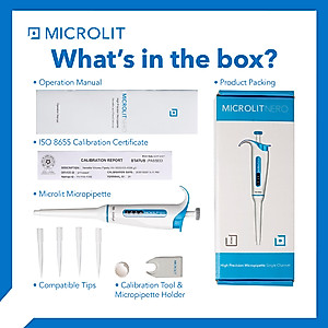 Nero Ergonomic Micropipette - Single Channel Pipettors with Adjustable Volume, Accurate and Calibrated Lab Pipettes, Fully Autoclavable Pipettor, 100-1000ul