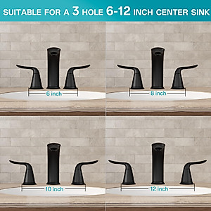 VXV Black Bathroom Faucet 3 Hole, 8 Inch Widespread Bathroom Sink Faucet for Lavatory Vanity with Pop-up Drain Matte Black