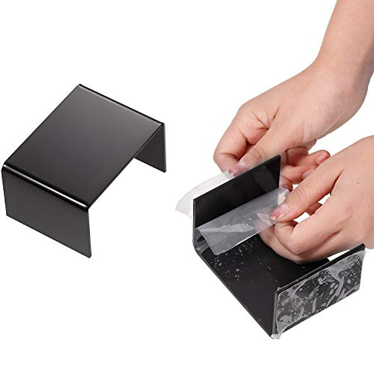 Chuangdi 2 Sets Acrylic Display Risers, Clear Product Stand, Jewelry Display Riser Shelf Showcase Fixtures for Dessert Cupcake Candy Treat Action Figure Display (Black,Medium Set)