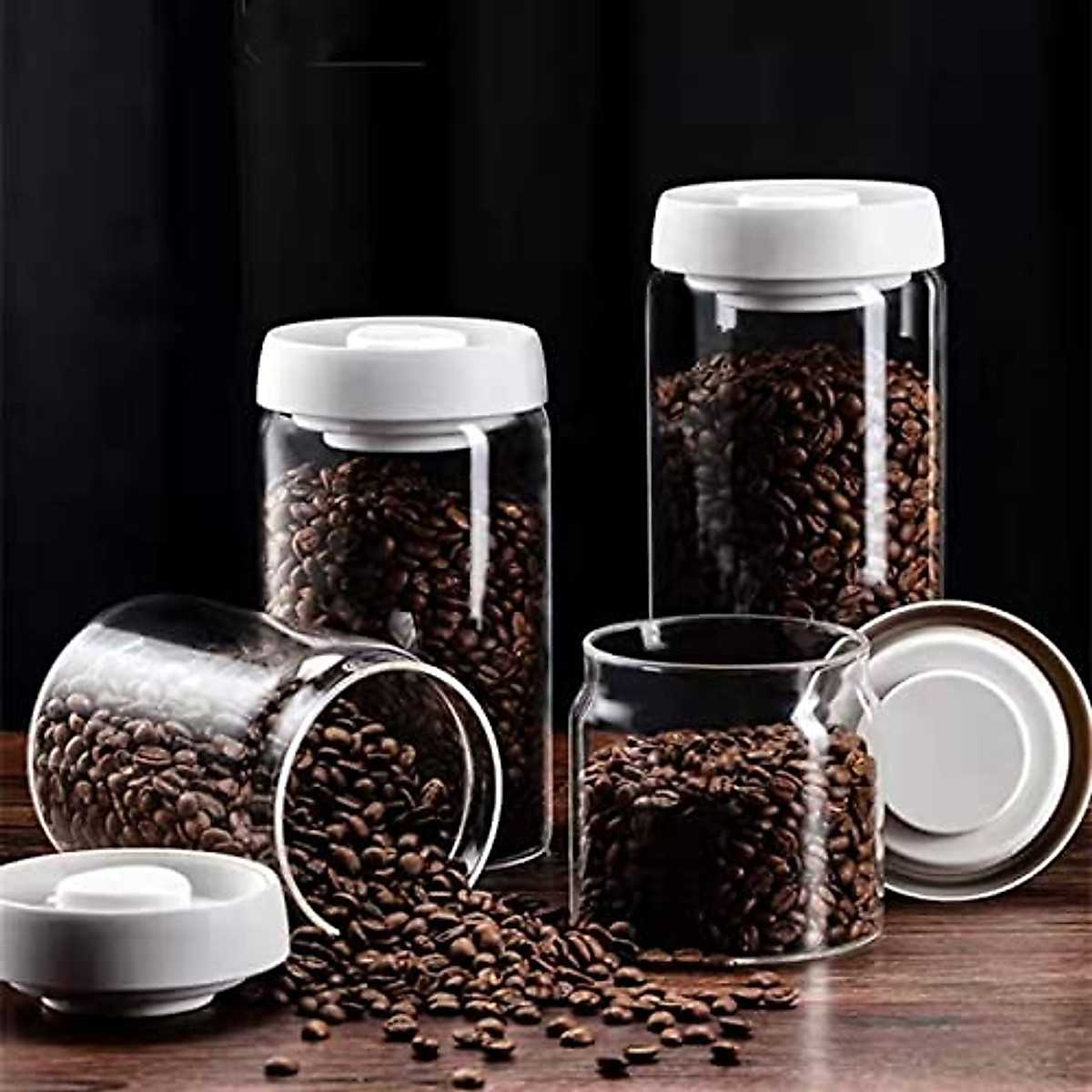 SPERKY Coffee Containers Food Coffee Beans Storage Bottles Jars with Cover Plastic Vacuum Sealed Tank Storage Press and Exhaust Storage