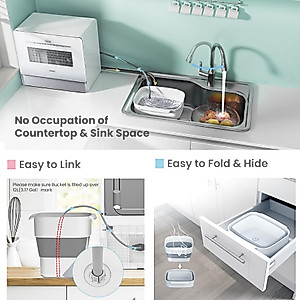 COMFEE' Portable Dishwasher, Countertop Dishwasher with 3 Place Settings, Mini Dishwasher with More Space Inside, 6 Programs, Auto-Open Drying, Touch Control, White
