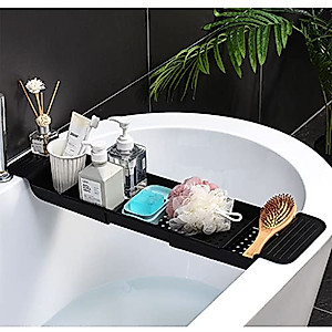 WINGSIGHT Bathtub Tray Expandable Bath Caddy Storage Rack Multifunctional Bathtub Tub Organizer for Deposit Wash Supplies,Book,Wine,Phone,Bathroom,Shower (Gray)