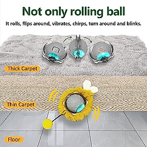 AUKL Interactive Cat Toys Ball with Super Driver, Motion Activate Electric Cat Toy Recommend on Wool Carpet (Robot)