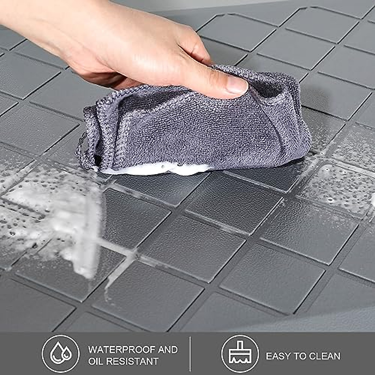 WEZVIX Cushioned Kitchen Mat 2 PCS, Anti Fatigue Kitchen Rugs, Heavy Duty Kitchen Rugs and Mats Non-Skid, Ergonomic Comfort Foam Kitchen Floor Mat for Home, Office, Sink, Laundry - Grey
