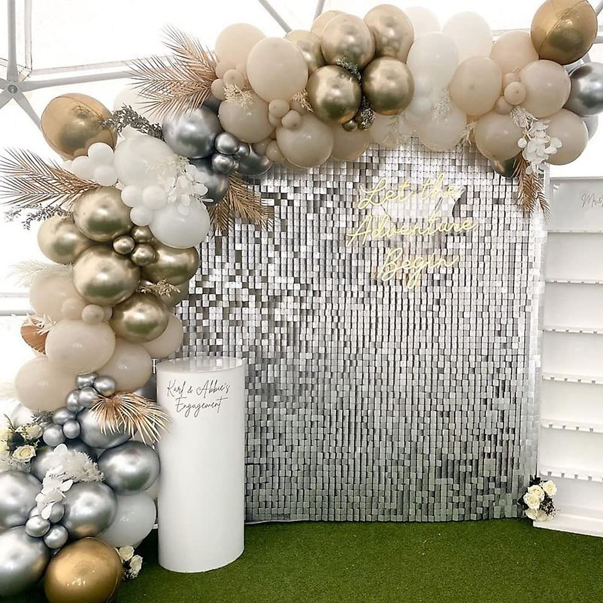 Sand White Balloon Garland Arch Kit,158PCS Blush White Nude Balloons Metallic Chrome Gold Silver Balloons for Boho Wedding Bridal Baby Shower Engagement Anniversary Birthday Party Decorations