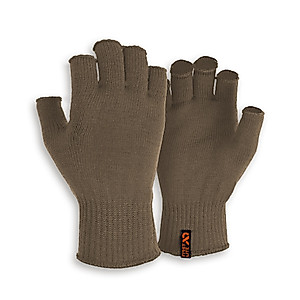 First Lite Talus Fingerless Merino Wool Glove - Lightweight Hunting Gloves - Dry Earth - Large