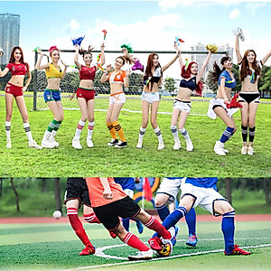 Aulufft Neon Knee High Socks, 8 Pairs Striped Tube Sock Athletic Baseball Basketball Dance Neon Colored Soccer Socks for Adult Girls Women Youth, 8 Colors/Set