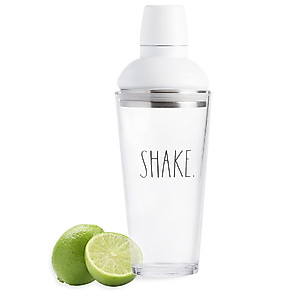 Rae Dunn Glass Cocktail Shaker - Martini Shaker for Drinks - 23 OZ Capacity Glass Margarita Shaker for at Home Bar, Entertaining and Parties (White)