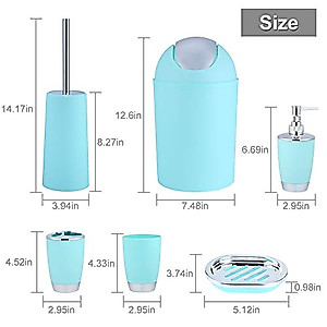 Ejoyous Bathroom Accessories Set 6 Piece Bath Accessory Bathroom Supplies Set with Bin Soap Holder Dish Dispenser Tumbler Toothbrush Holder, Mint Green