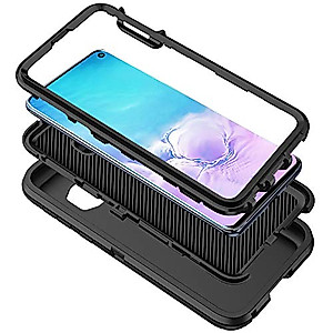 Regsun for Galaxy S10E Case,Shockproof 3-Layer Full Body Protection [Without Screen Protector] Rugged Heavy Duty High Impact Hard Cover Case for Samsung Galaxy S10E,Black