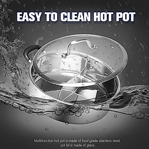 Shabu Hot Pot Stainless Steel,Chinese Induction Shabu Pot with Divider for Kitchen Cooker, Gas Stove