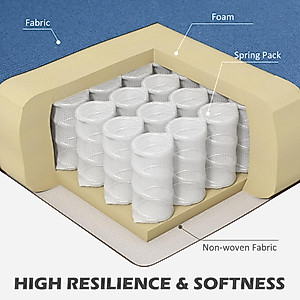 HOMCOM Fabric Sectional Couch with Reversible Sleeper Sofa, Modern L Shaped Sectional Sofa with Pillows, Wooden Legs for Living Room, Apartment and Office, Blue