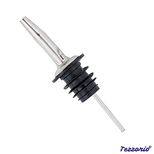 (Pack of 12) Stainless Steel Liquor Pourer with Tapered Speed Spout, Liquor Pour Spouts by Tezzorio