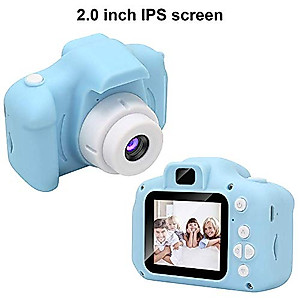 Alician Children Camera, Digital Kids Camera Selfie Camera, Mini SD Video Smart Shooting Digital Camera with 8GB Memory Card for Girls Boys Blue