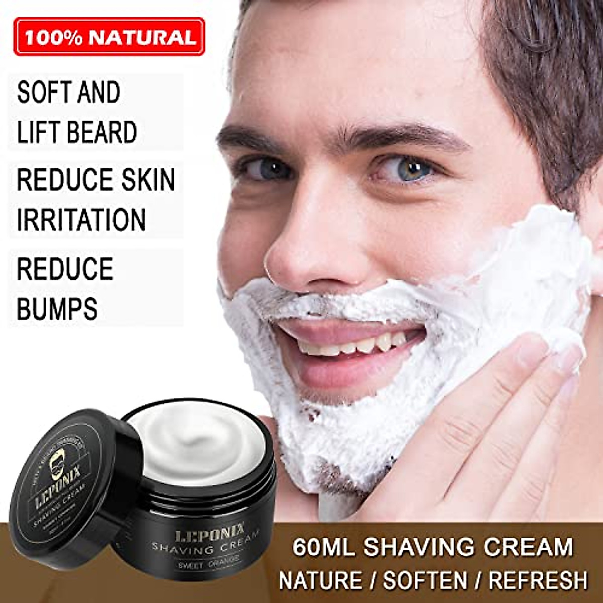 Straight Razor Shaving Kit, Includes 2 Packs Shaving Soap, Straight Edge Razor, Shaving Cream,Shaving Brush and Shaving Bowl Shaving Unique Gifts Set Stocking Stuffers for Men Him Dad (Sweat Orange)