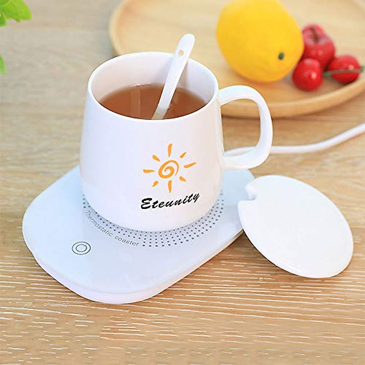 Coffee Cup-Warmer, Smart Coffee Mug Warmer for Desk, Auto On/Off Gravity Induction Switch, Safely Use for Office/Home to Warm Coffee Candle Tea Milk, Christmas/Birthday Gift, White