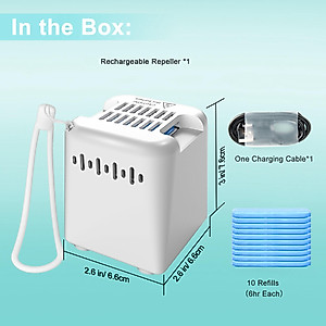 Moskiller Rechargeable Mosquito Repeller Outdoor with 20' Mosquito Protection Zone,Rechargeable Repeller Included 60 Hr Refill,No Candles or Flames for Outdoor Indoor Patio