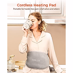 Cordless Heating Pad, ALLJOY【Rechargeable】 Portable Heating Pad for Cramps，Back, Shoulder and Leg Pain Relief, 24.4"x 9"
