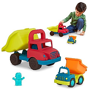 B. toys- B. play- Grab-n-Go Truck Set- 2 Dump Trucks – 1 Large Truck & 1 Small Truck – Big Truck with Handle & Mini Truck with Driver – Toy Trucks for Toddlers, Kids- 1 Year +