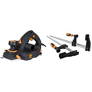 WEN 6530 6-Amp Electric Hand Planer, 3-1/4-Inch & 10236F2 Quick-Adjust 36-Inch Steel Bar Clamps with 2.5-Inch Throat and Micro-Adjustment Handle, Two Pack