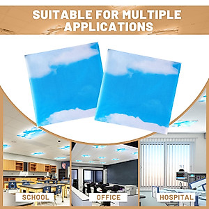 Patelai 4 x 2 Feet Fluorescent Light Cover for Ceiling Classroom Magnetic Cubicle Shade with 10 Magnets Fluorescent Light Filters for School Home Office Drop Lamp Decor(Cloud)