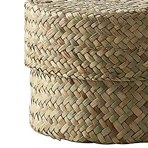 MagiDeal Seagrass Storage Basket with Lid Handmade Finishing Box Container Storage Box Candy Box