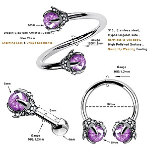 OUFER 3PCS Cartilage Earrings 316L Surgical Steel Mixed Earrings With Dragon Claw Twist Helix Earring Ear Body Piercing Jewelry Tragus Earring