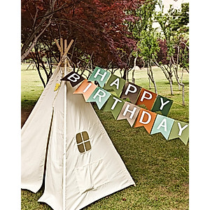 Letjolt Brown Happy Birthday Banner Birthday Party Supplies Handmade Garland Decorations Tropical Theme Football Birthday Signs Nursery Hanging Décor 13pcs