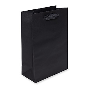 Prime Line Packaging 6x3x9 50 Pack Mini Black Gift Bags with Handles Small, Party Gift Bags, Kraft Paper Gift Bags Bulk for Small Business, Boutique