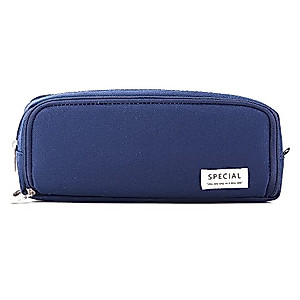 Meyas Big Capacity Pencil Pen Case 3 Compartments,Office College School Large Storage Pouch Marker Pen Case Pen Holder, Stationery Bag Organizer Zipper Pouch Pen Bag,Pencil Pouch Pen Holder(Dark Blue)
