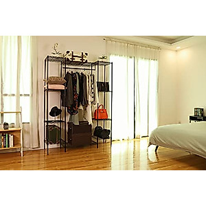 YOHKOH 4 Tiers Wire Garment Rack Heavy Duty Clothes Rack Metal Freestanding Closet for Bedroom, Cloakroom, Clothing store, Laundry room, Walk-in closet and more (63" L x 15.7" W x 78.7" H, Dark)