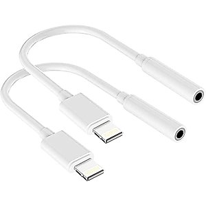 Lightning to 3.5mm Adapter, 2 Pack [Apple MFi Certified] iPhone Headphone Adapter Lightning to 3.5mm Audio Aux Jack Adapter Dongle Cable Converter Compatible with 14 13 12 11 XR XS X 8 7 iPad iPod