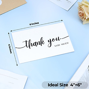 EBEGEE 20 Pack Thank You Cards with Envelopes, Blank 4x6 Inch Thank You Card with Stickers, Premium Thank You Notes, Expressive Gratitude for Weddings, Baby Showers, and Small Business