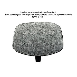 Perch Chrome Rolling Task Chair with Adjustable Back Support and Foot Ring for Hardwood or Tile Floors, Workbench Height, Black Vinyl